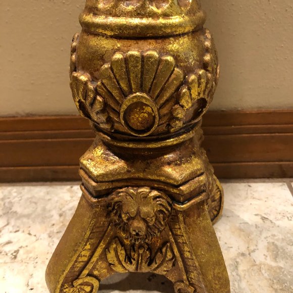 Pottery Barn | Accents | Large Gold Pillar Candle Holder Claw Foot ...